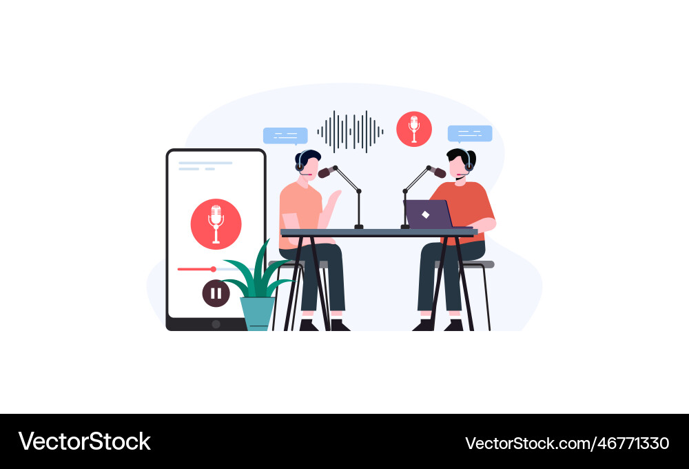 Podcast concept about podcasting Royalty Free Vector Image