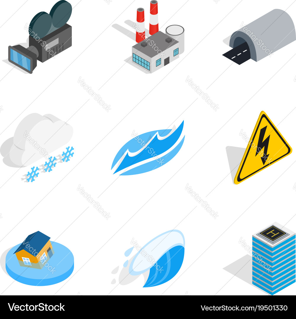 Power the device icons set isometric style Vector Image