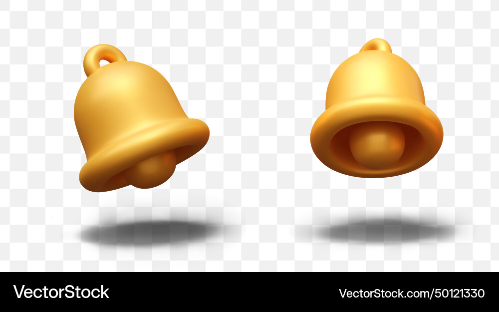 Realistic golden bell in different positions Vector Image