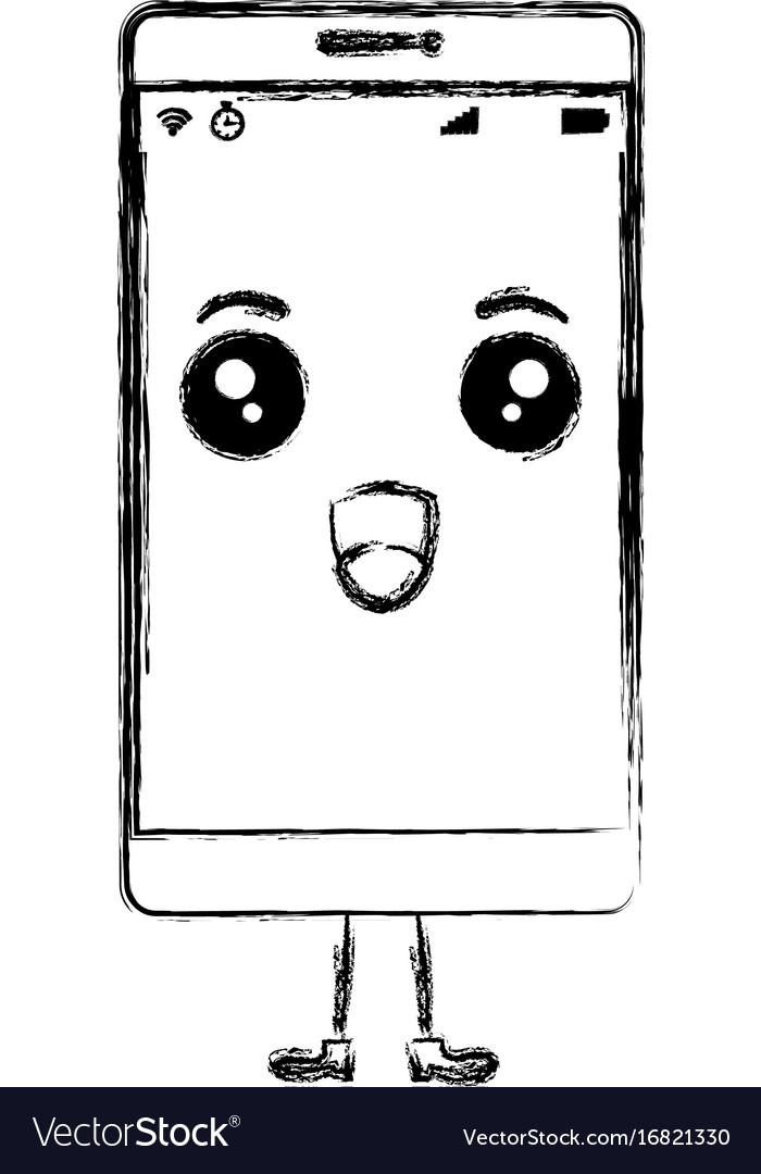 Smartphone device kawaii character Royalty Free Vector Image