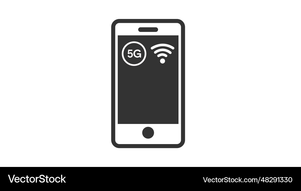 Smartphone with 5g and wifi signs Royalty Free Vector Image