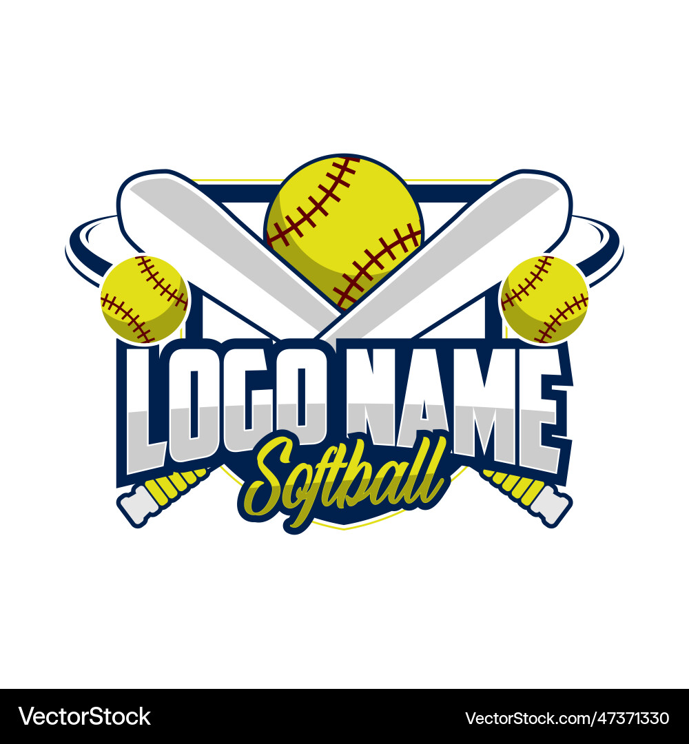 Softball club logo badge Royalty Free Vector Image