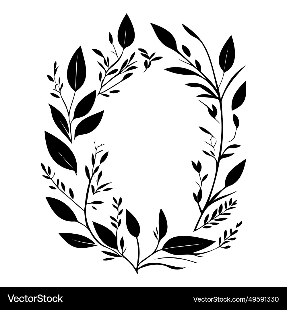 Square frame leaves floral sketch hand draw Vector Image