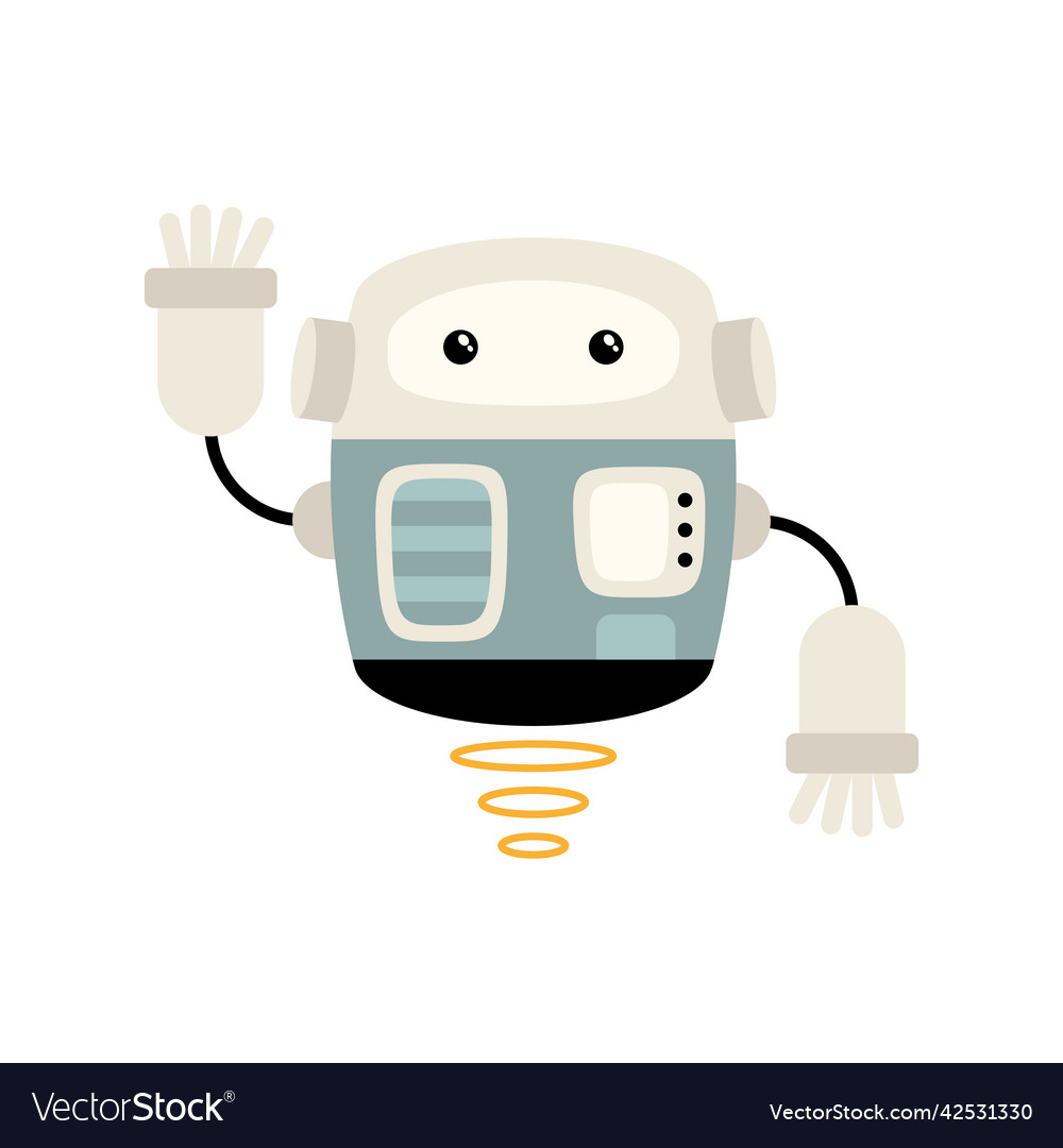 White robot floating Royalty Free Vector Image