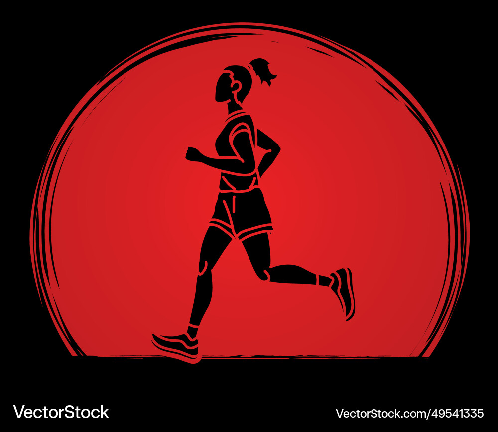 A woman start running action marathon runner Vector Image