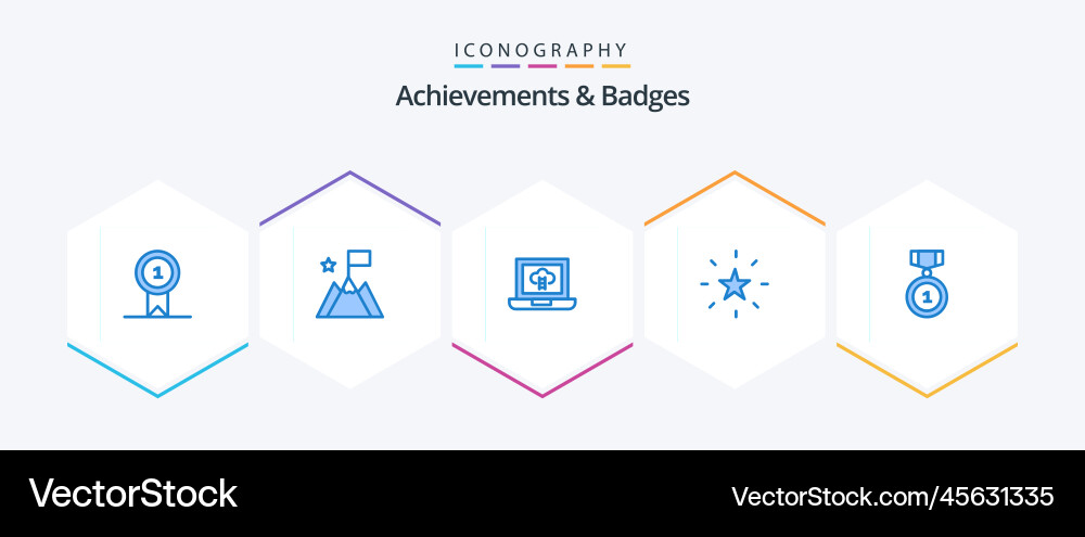 Achievements and badges 25 blue icon pack Vector Image