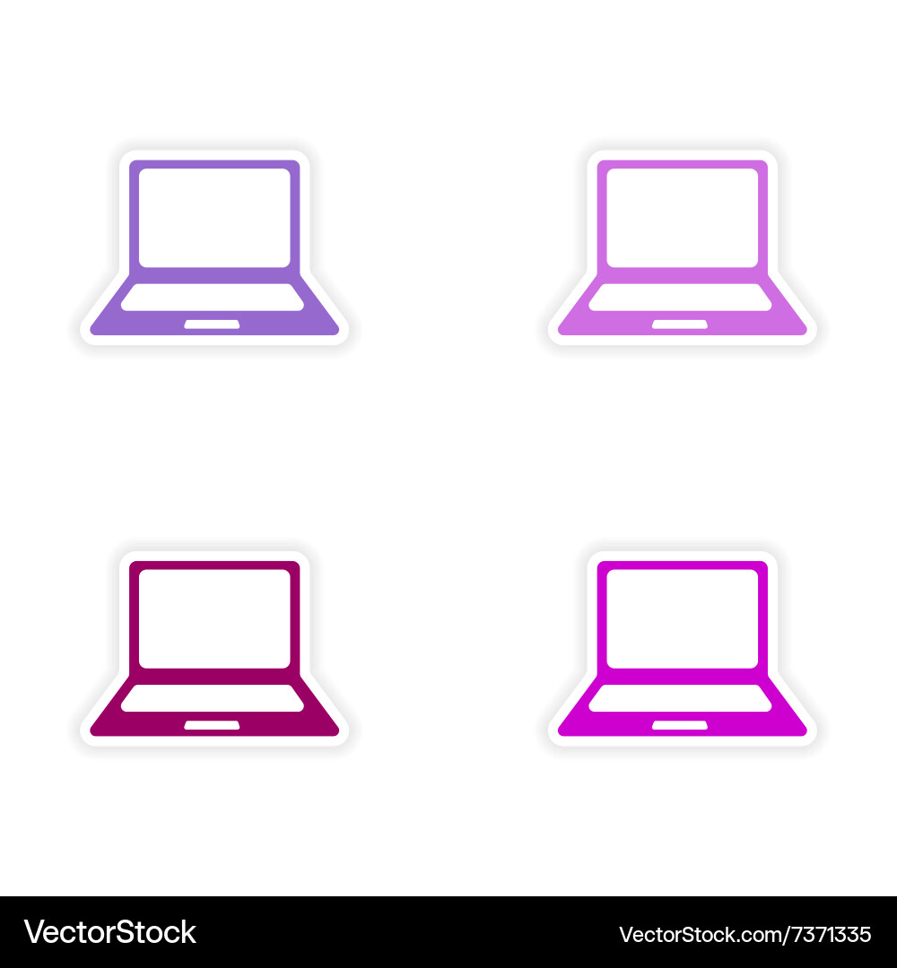 Assembly realistic sticker design on paper laptop Vector Image