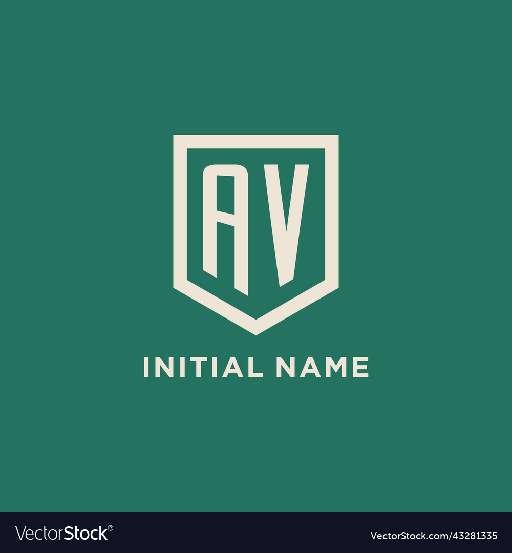Av initial logo monogram shield geometric shape Vector Image