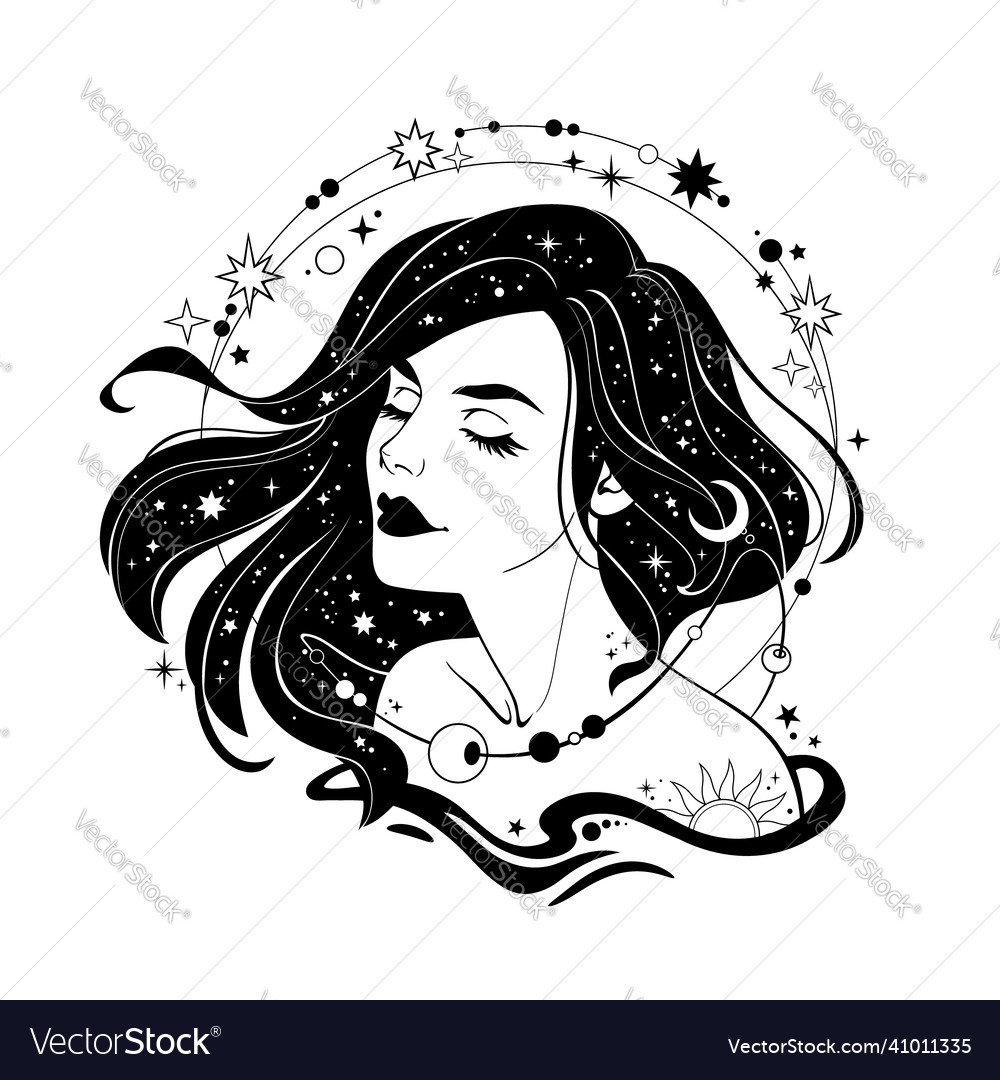 Beautiful girl with long hair decorated Royalty Free Vector