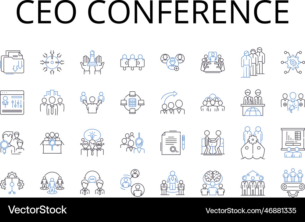 Ceo conference line icons collection manager Vector Image