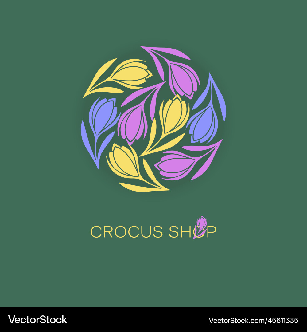 Crocus flowers saffron logo emblem crocus shop Vector Image