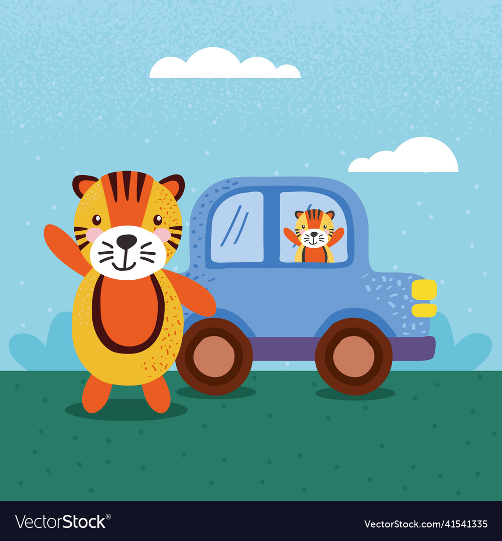 Cute tigers animals characters Royalty Free Vector Image