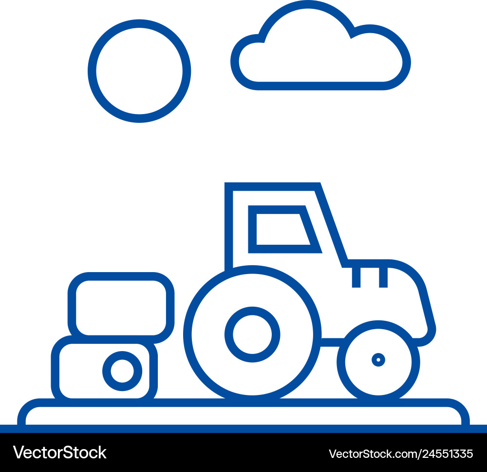 Farm harvesttractor line icon concept Royalty Free Vector
