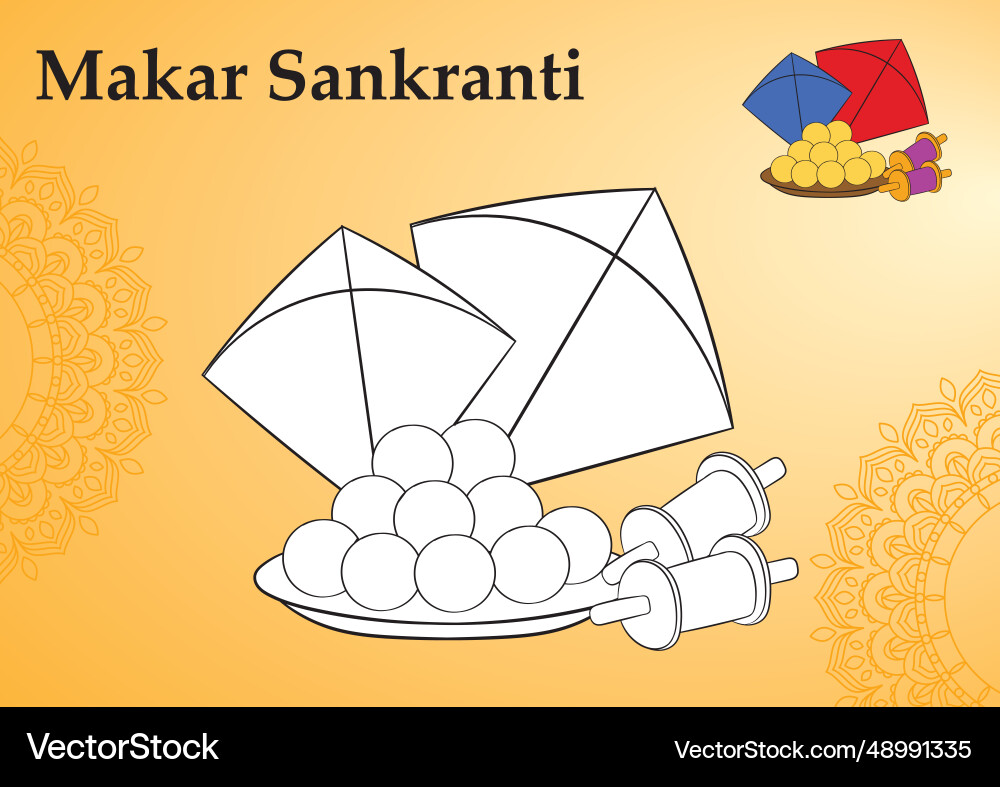 Festival coloring page for kids Royalty Free Vector Image