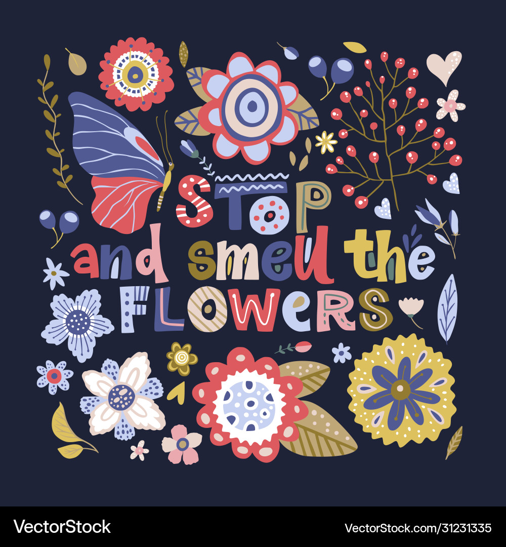 Floral color lettering card Royalty Free Vector Image