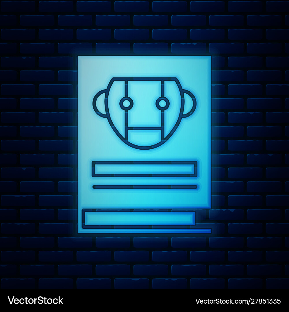 Glowing neon user manual icon isolated on brick Vector Image