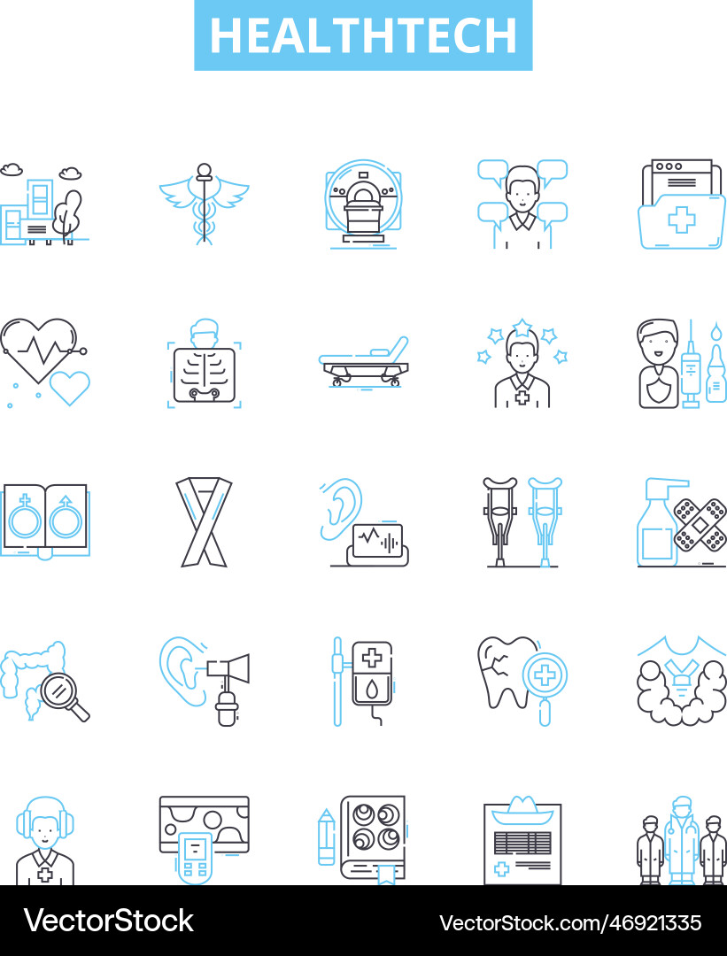 Healthtech line icons set Royalty Free Vector Image