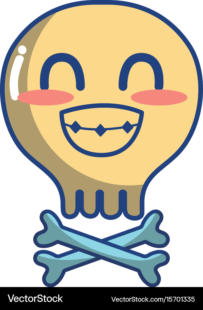 Kawaii cute tender skull with bones Royalty Free Vector