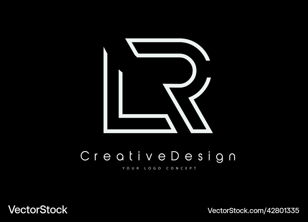 Lr letter logo design in black white Royalty Free Vector