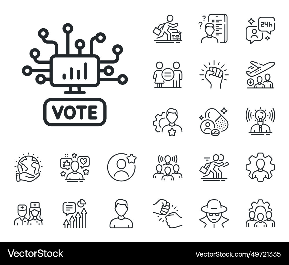 Online voting line icon internet vote sign Vector Image