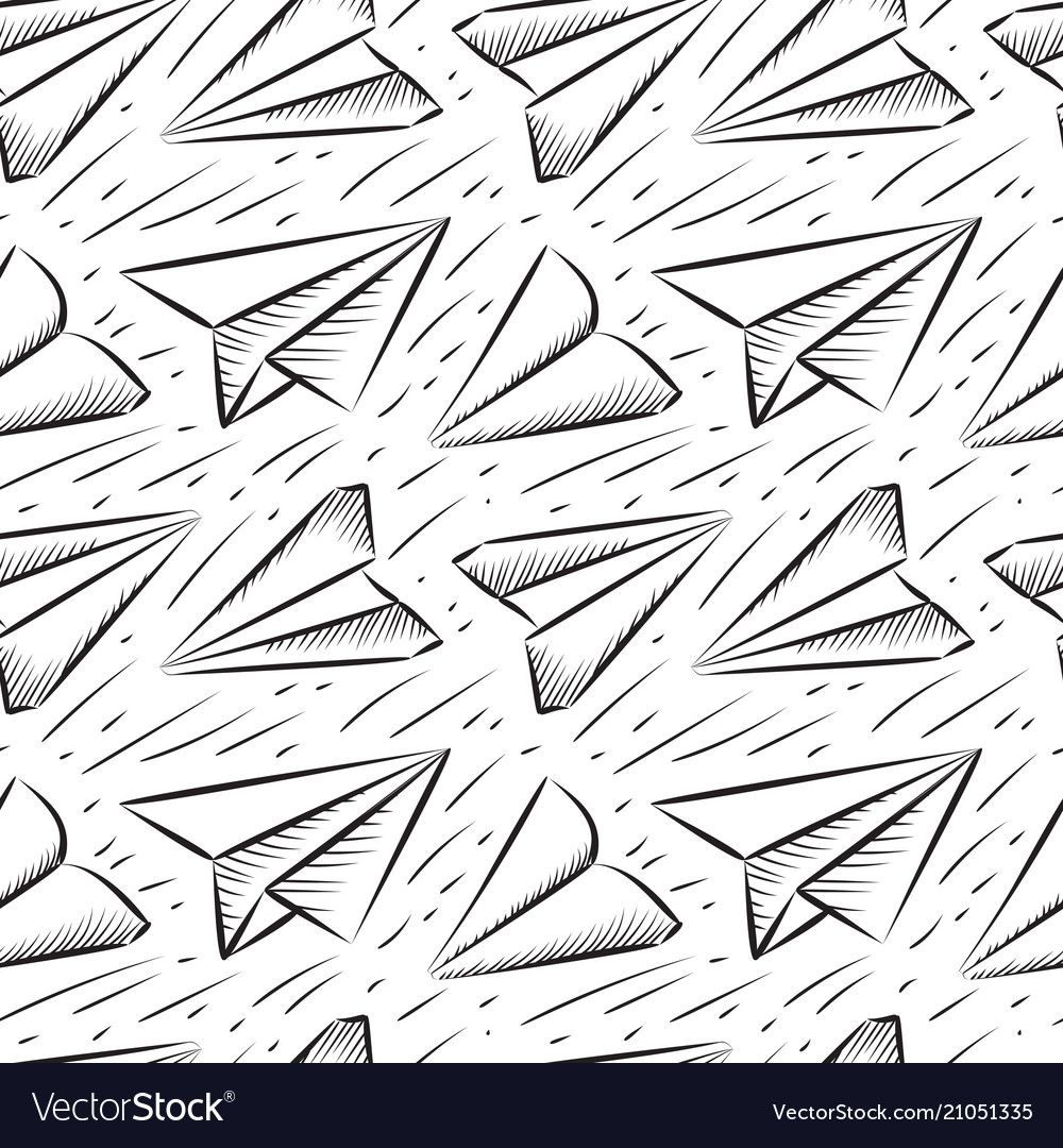 Paper plane seamless pattern Royalty Free Vector Image