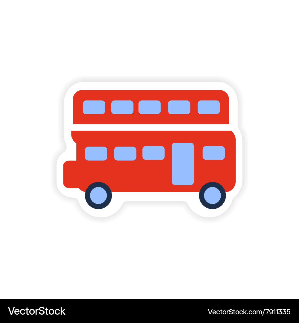 Paper sticker british double-decker bus on white Vector Image