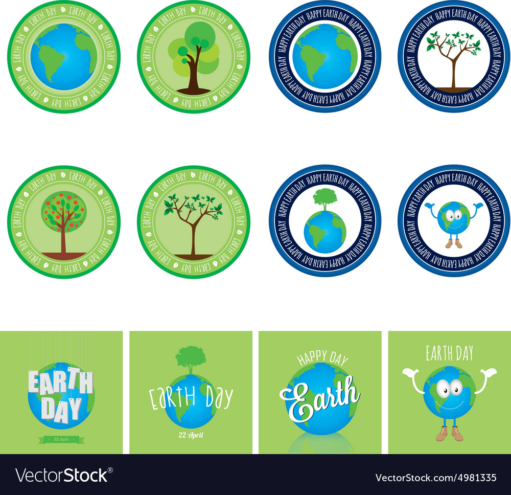 Set earth day labels on a white background Vector Image