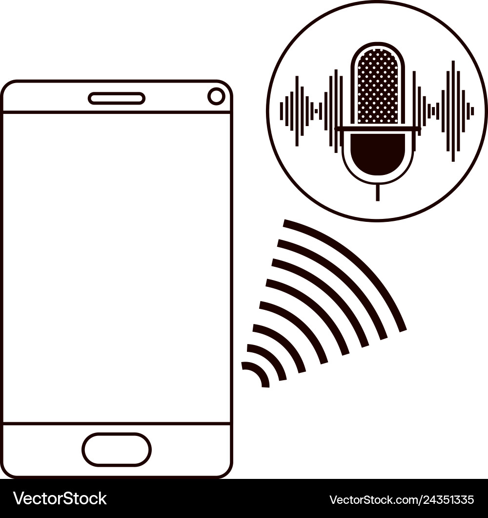 Smartphone with voice assistant icon Royalty Free Vector