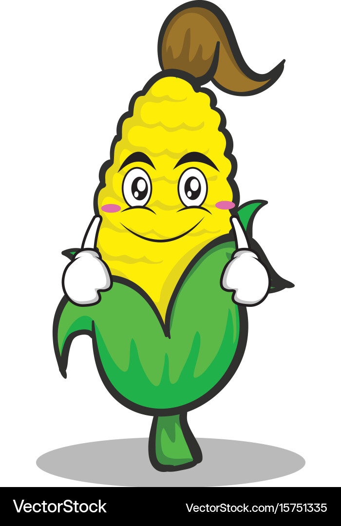 Smile face sweet corn character cartoon Royalty Free Vector
