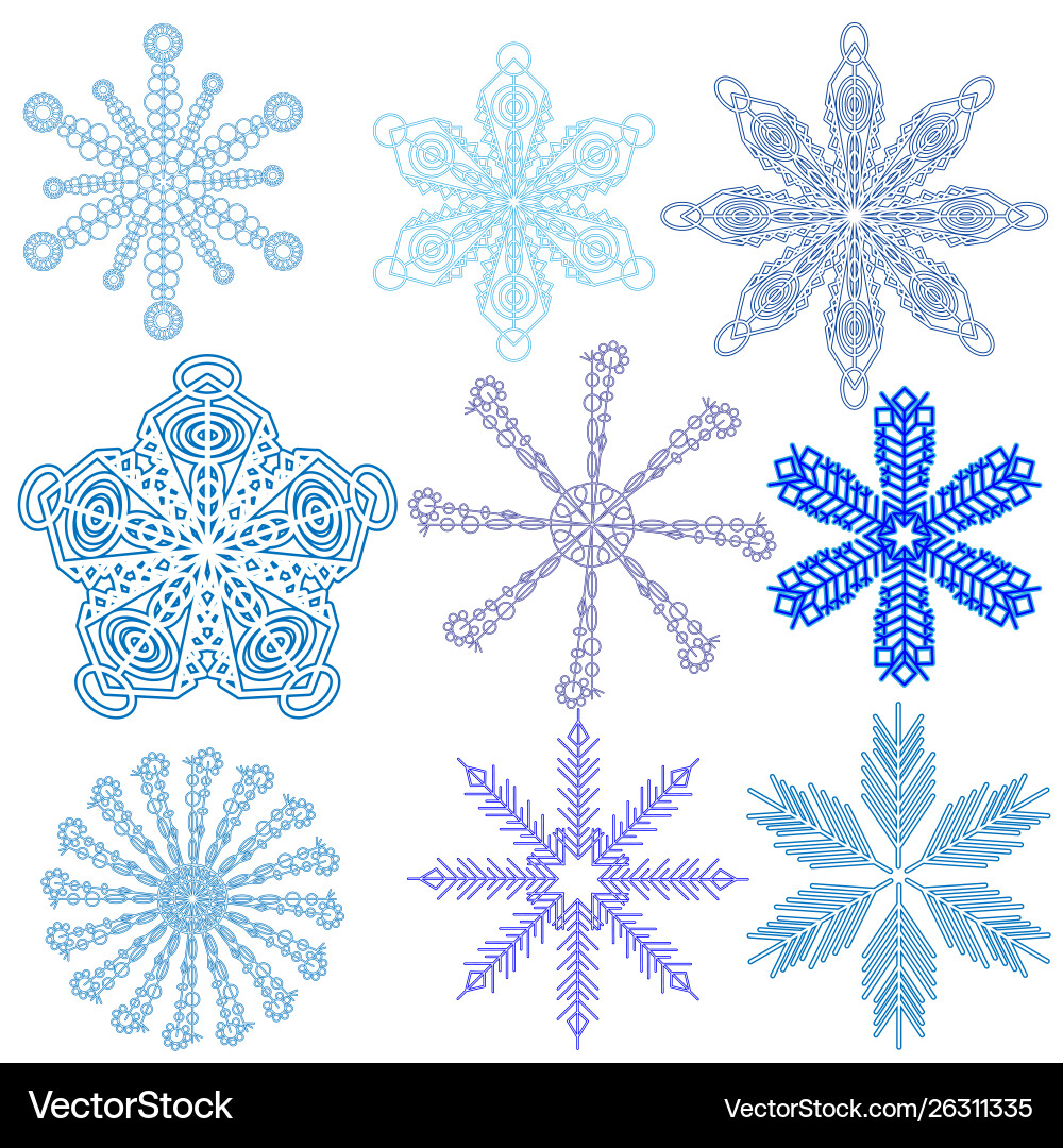 Snowflakes set snow christmas snowflake Royalty Free Vector