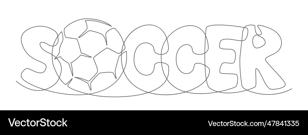 Soccer one line drawing isolated on white Vector Image
