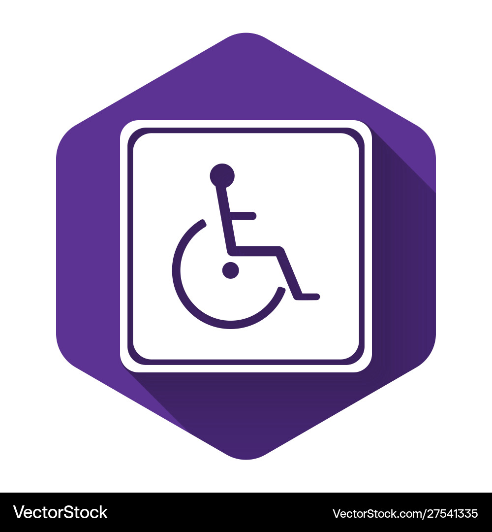 White disabled handicap icon isolated with long Vector Image