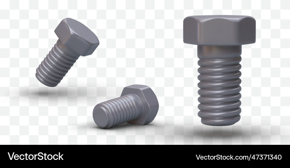 3d realistic metal bolt in different positions Vector Image