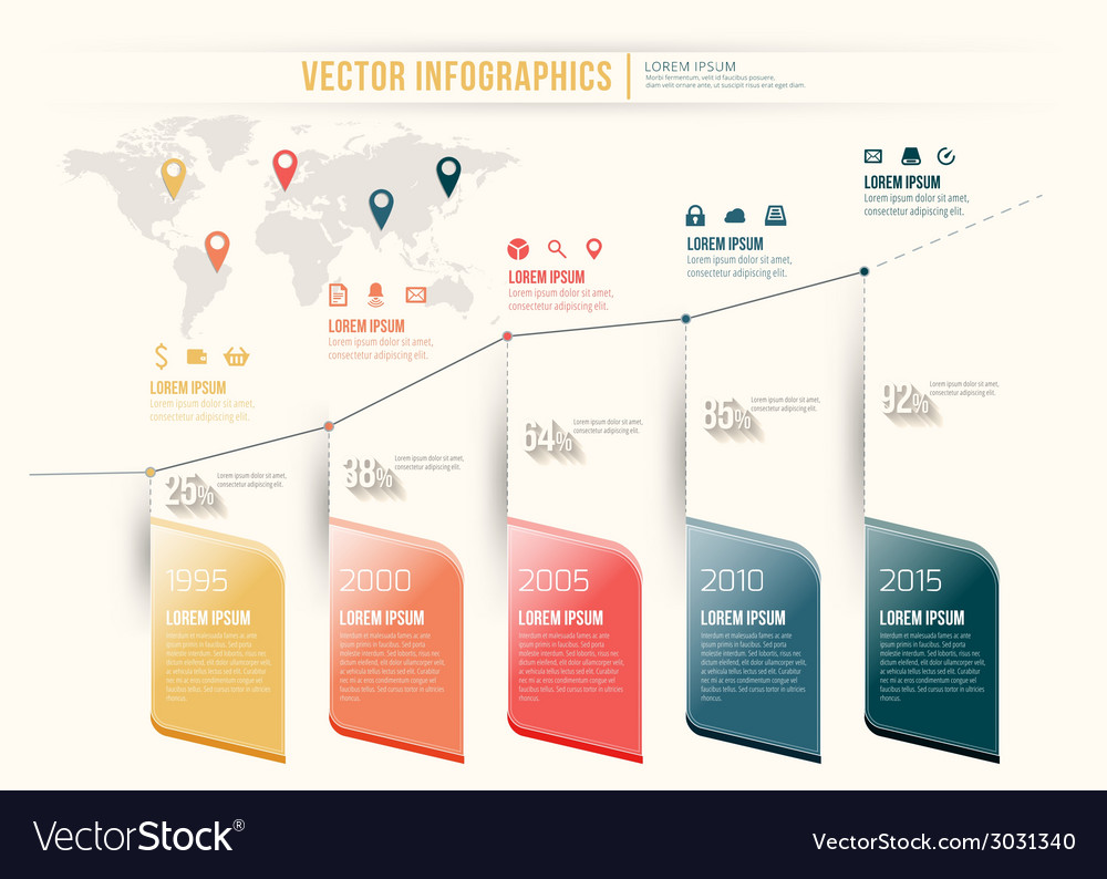 Abstract timeline infographic design workflow Vector Image Abstract timeline infographic design workflow Vector Image
