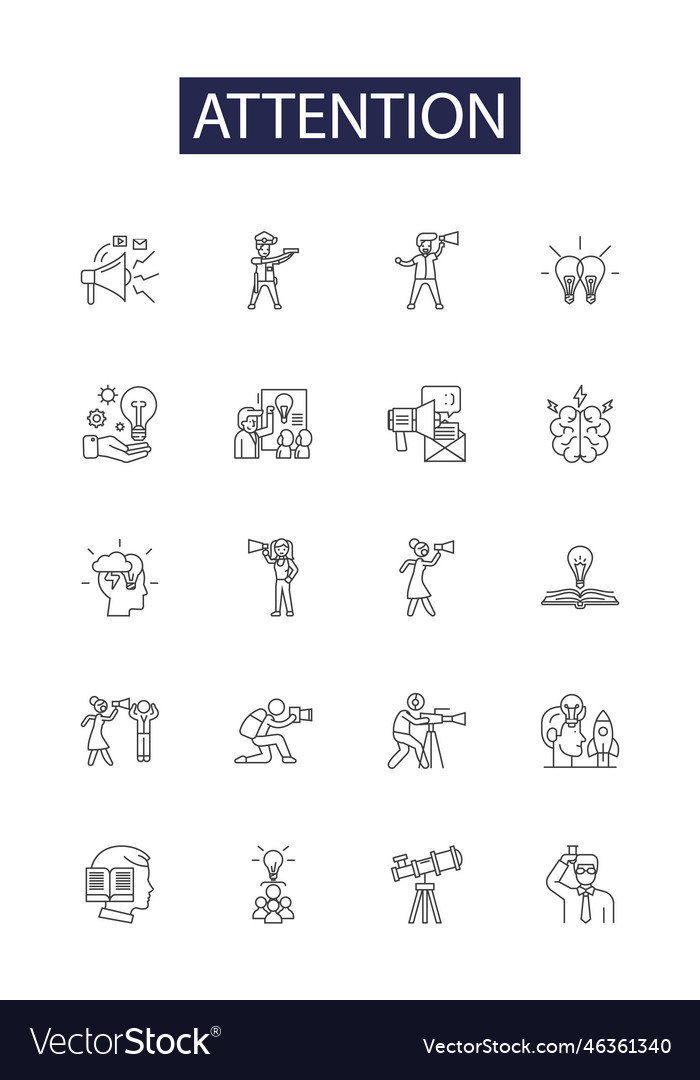 Attention line icons and signs notice Royalty Free Vector