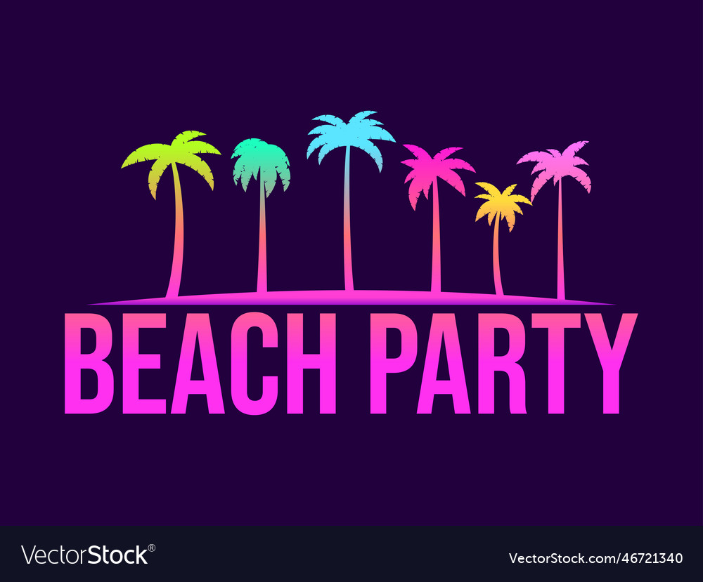 Beach Party Poster With Silhouette Of Gradient Vector Image