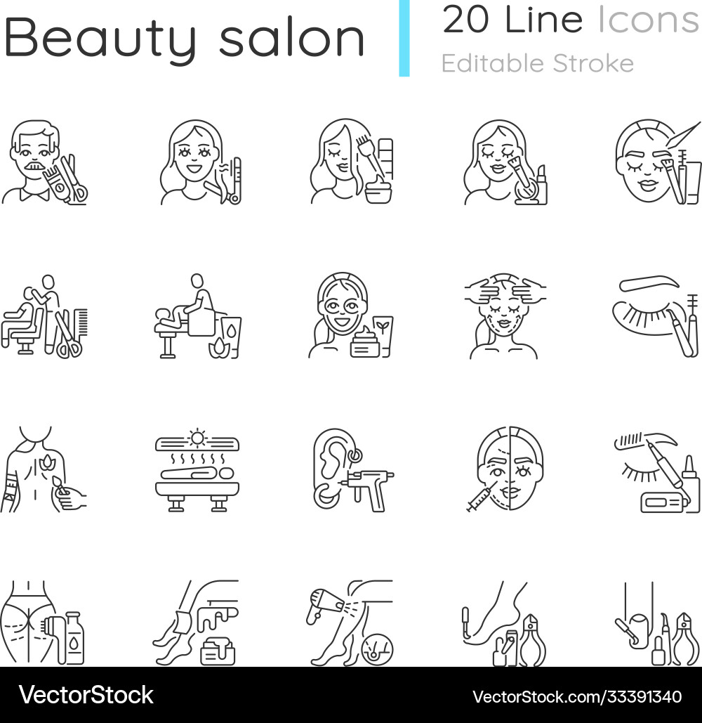 Beauty salon linear icons set Royalty Free Vector Image