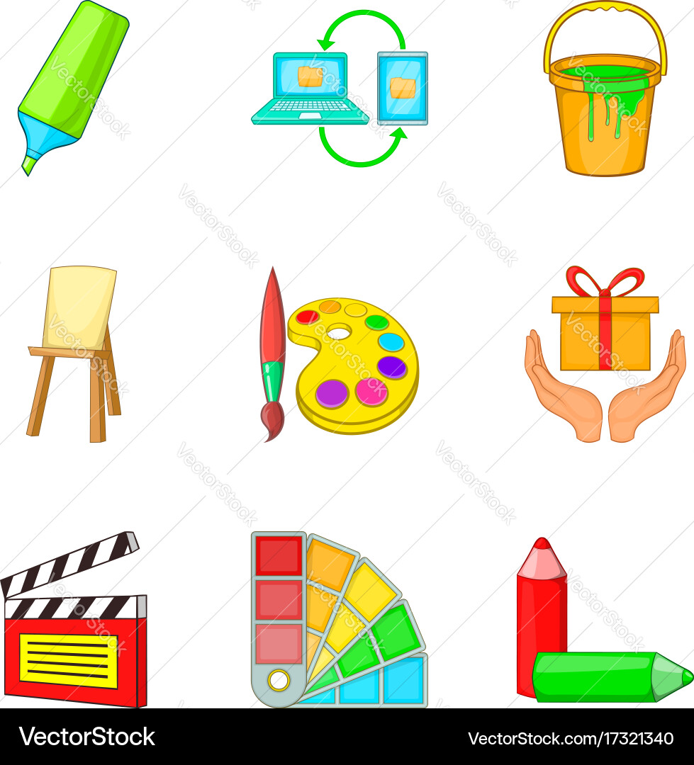 Craftsmanship icons set cartoon style Royalty Free Vector