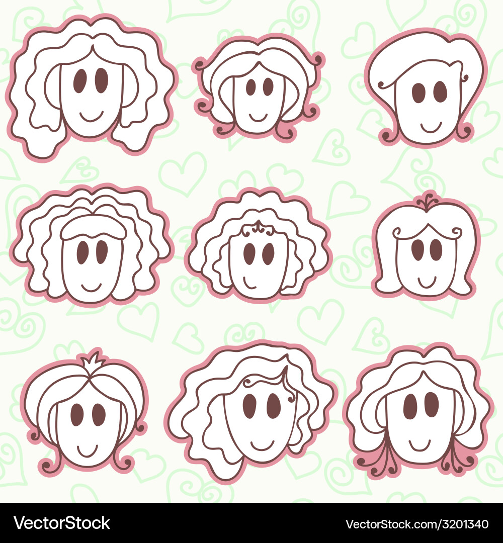 Cute smiling faces Royalty Free Vector Image - VectorStock