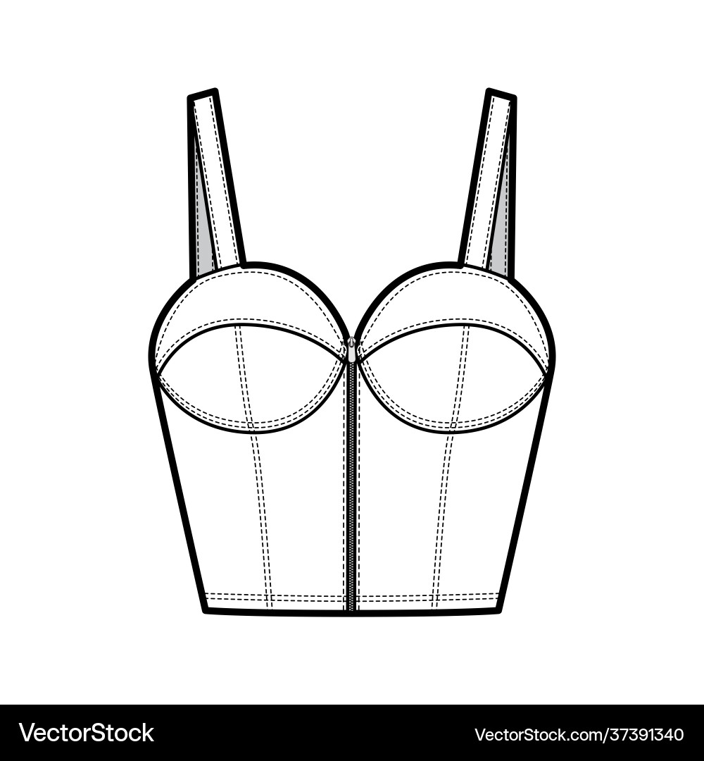 Denim bustier top technical fashion Royalty Free Vector