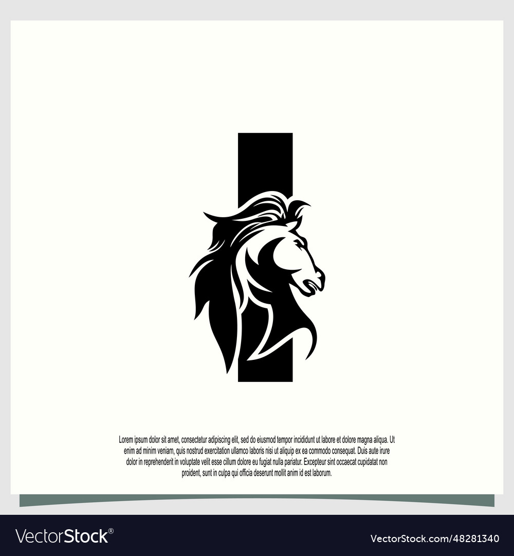 Horse head logo design with initial letter i Vector Image