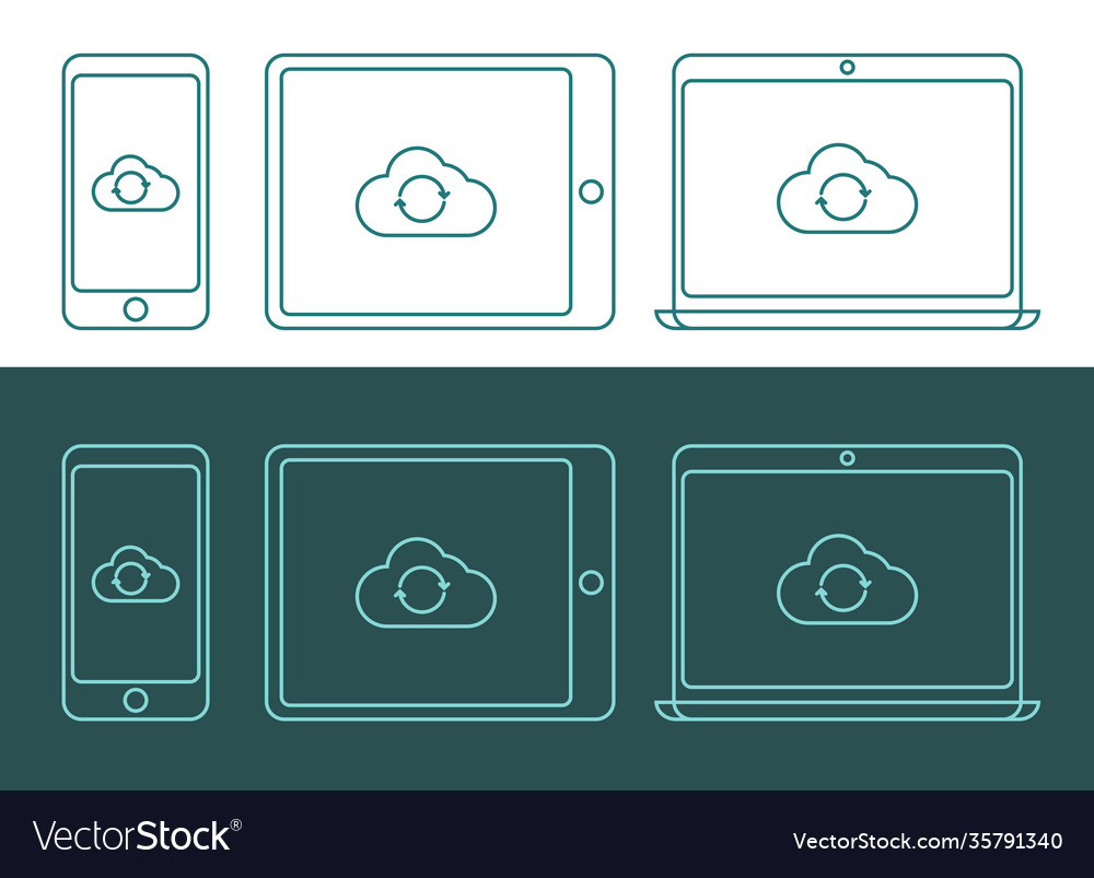 Linear style cloud computing icons Royalty Free Vector Image