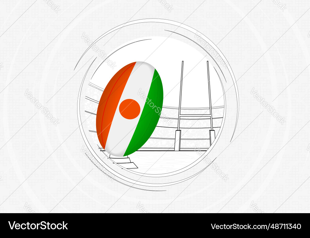Niger flag on rugby ball lined circle icon Vector Image