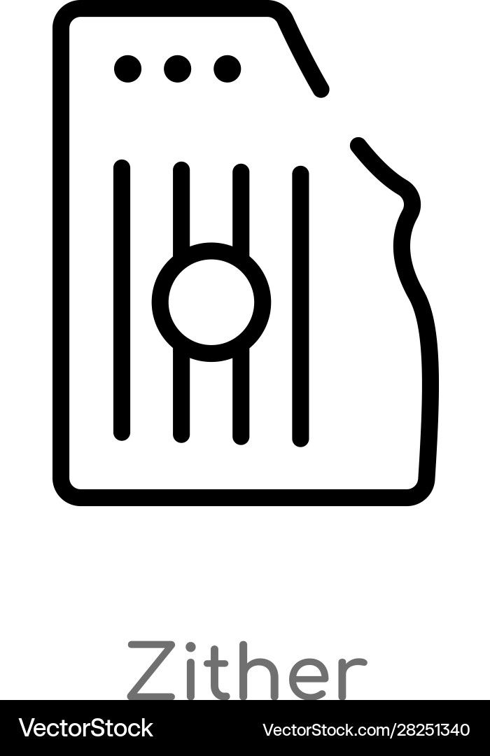 Outline zither icon isolated black simple line Vector Image