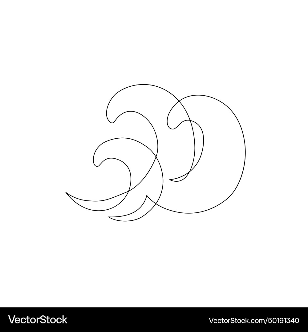 Sea waves one line drawing art abstract wave Vector Image
