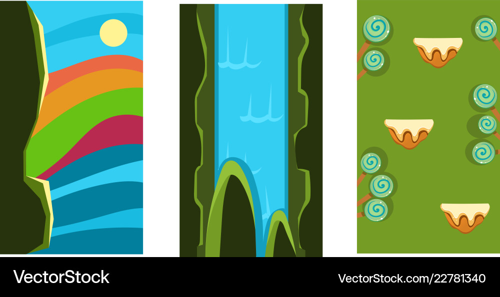 Seamless summer landscapes for game background Vector Image