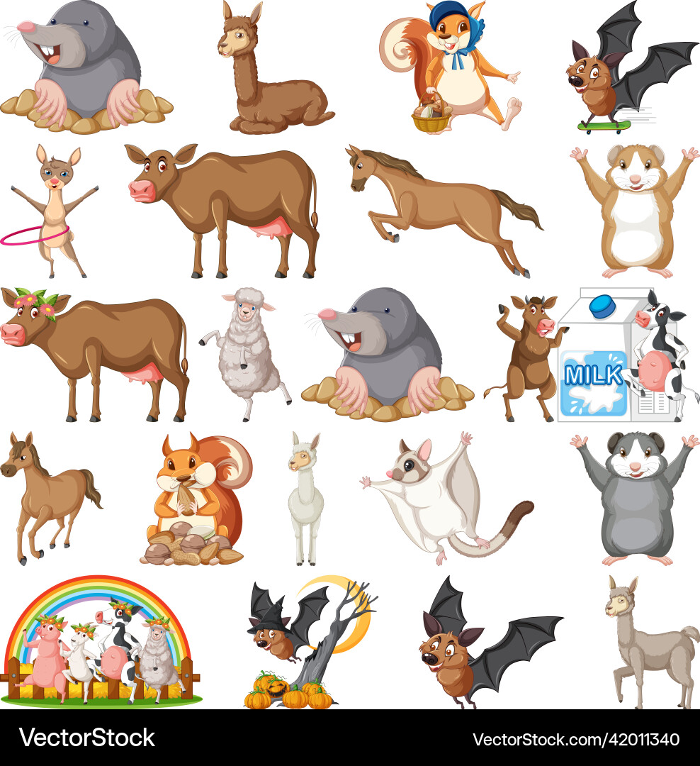 Set of different kids animals Royalty Free Vector Image
