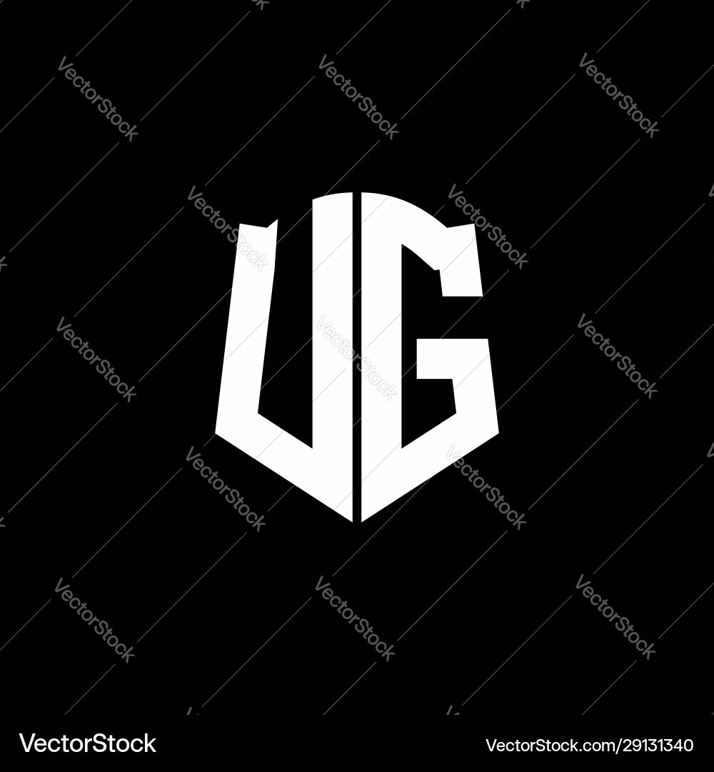 Ug monogram letter logo ribbon with shield style Vector Image