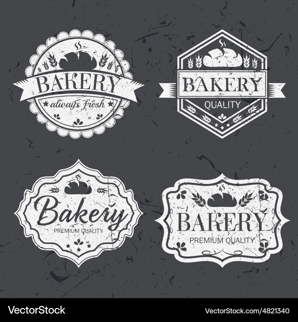 Vintage retro bakery labels on chalkboard Vector Image