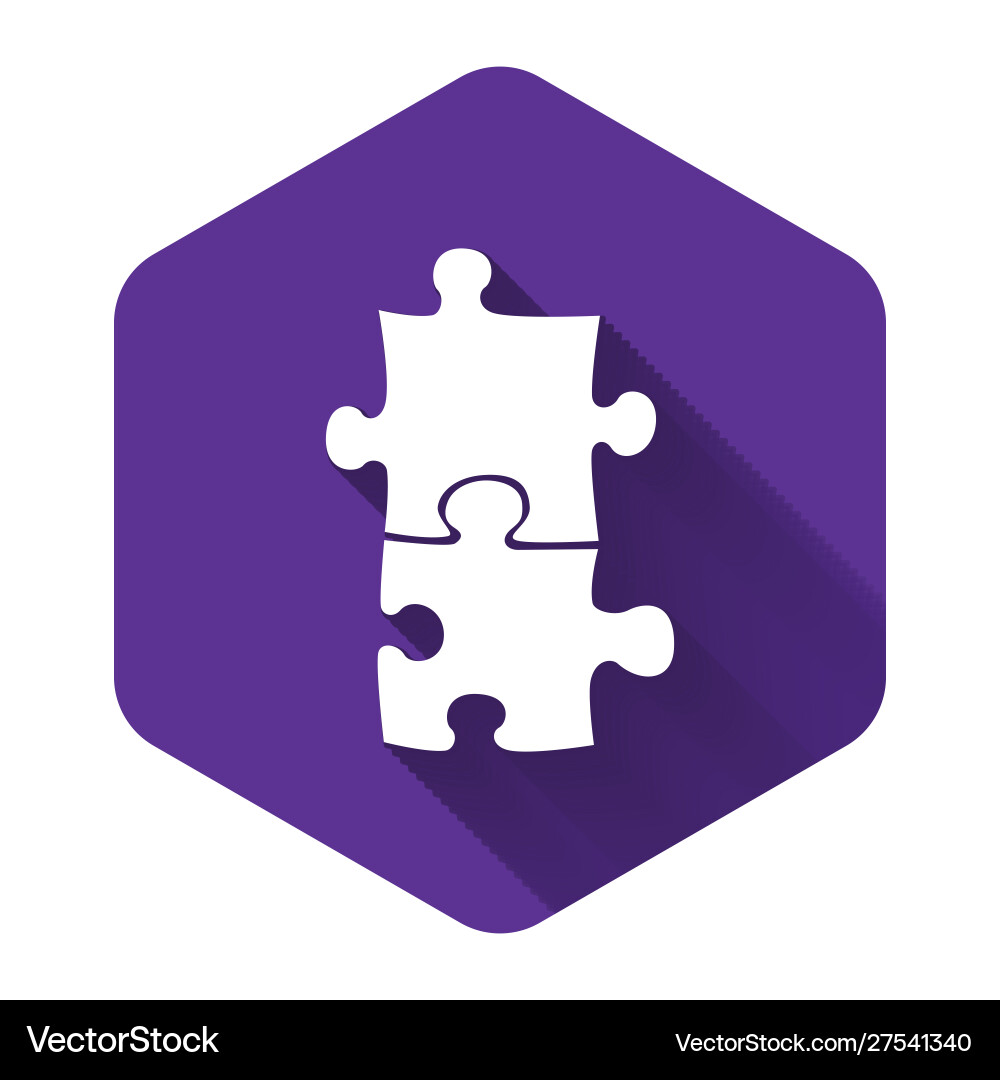 White piece puzzle icon isolated with long Vector Image